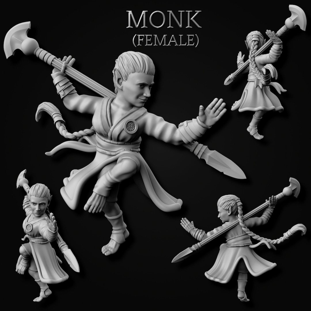 Female Gnome Monk - Gnomish Adventurers - 32mm | 28mm Miniatures for ...