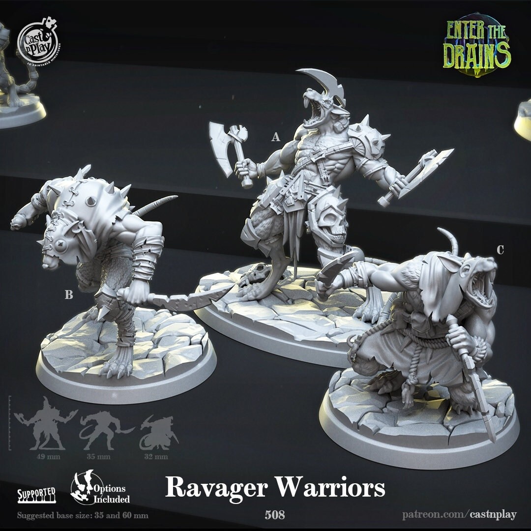 Ravager Warriors - Sewer Rat - Enter the Drains - 28mm | Miniatures for ...