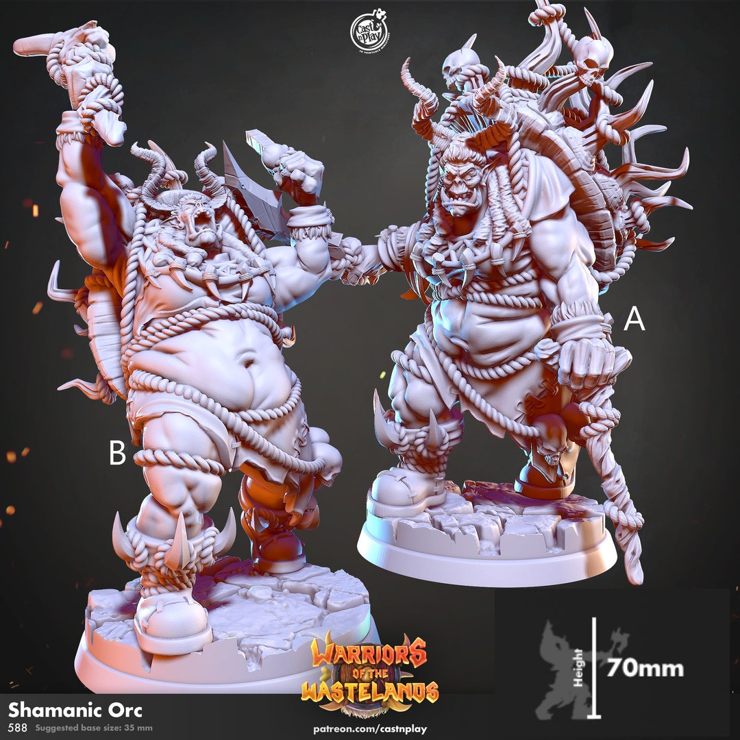 Shamanic Orc - Shaman - Warriors of the Wastelands - 28mm Miniatures for Tabletop Gaming (dnd, D ...