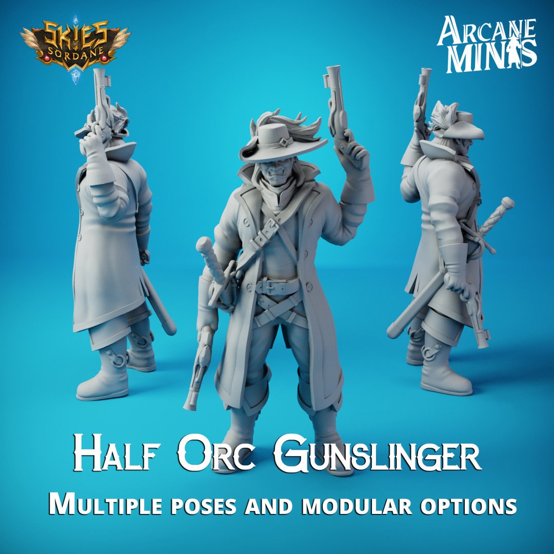 Half Orc Gunslinger - 32mm - 28mm Miniatures for Tabletop Gaming (dnd ...