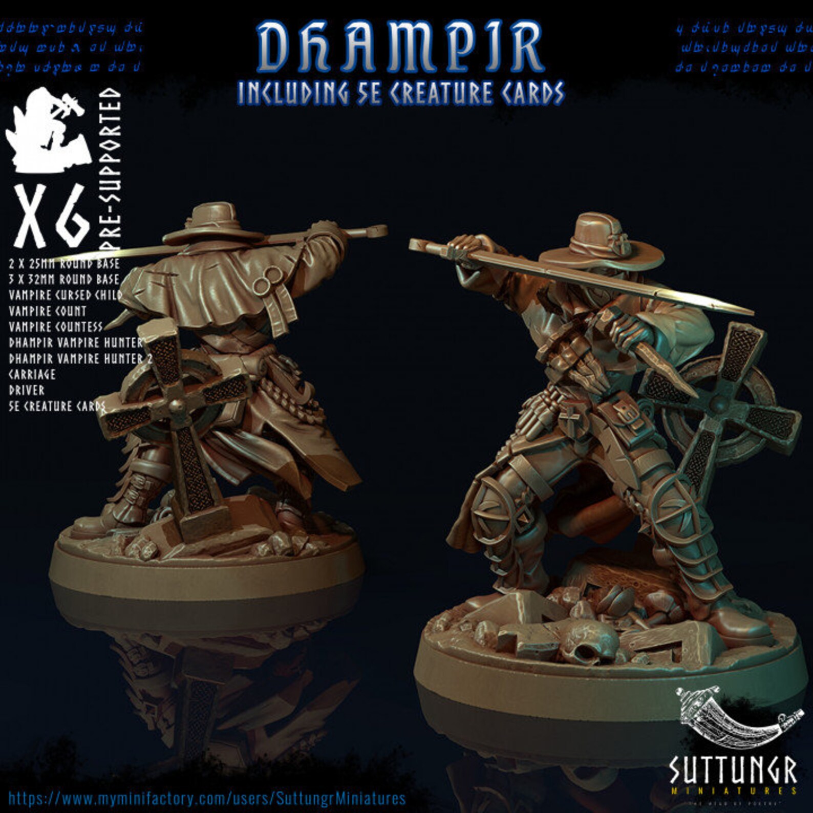 Vampire Hunter - Male - 28mm | 32mm 3d Printed RPG Miniatures for ...