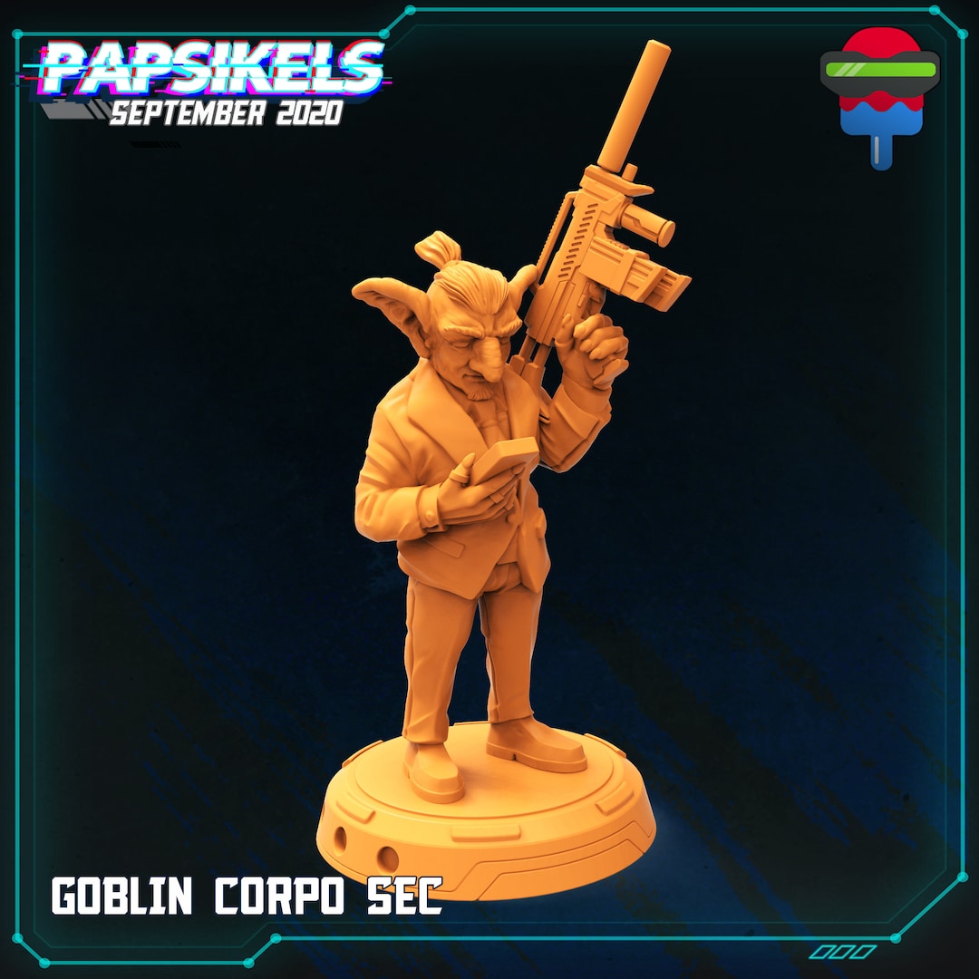Cyberpunk Goblin - Goblin Corpo Security - 28mm Miniatures for Tabletop ...