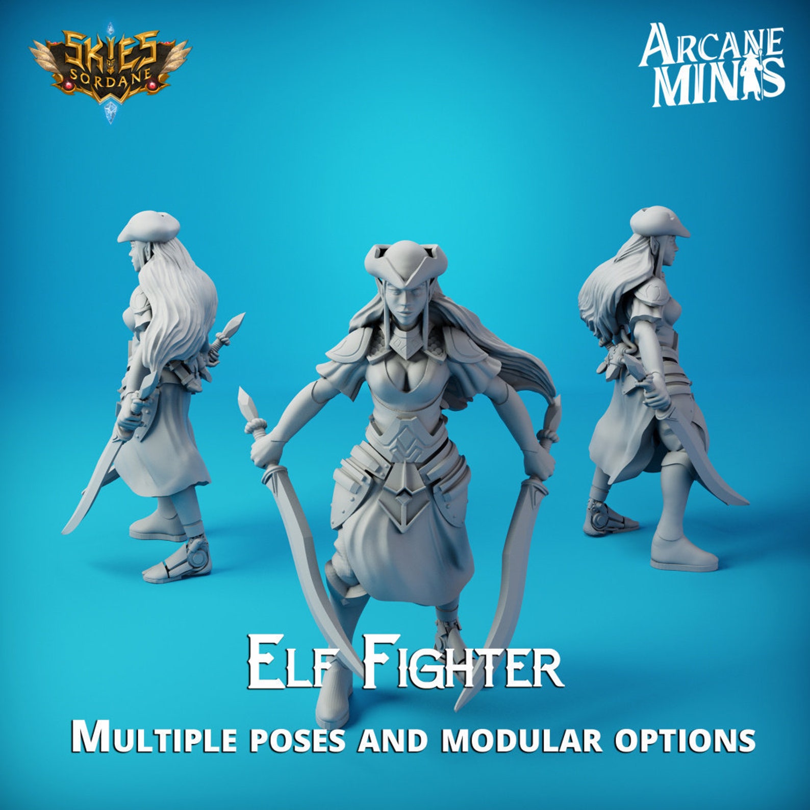 Elf Fighter - Female - 32mm - 28mm Miniatures for Tabletop Gaming (dnd ...