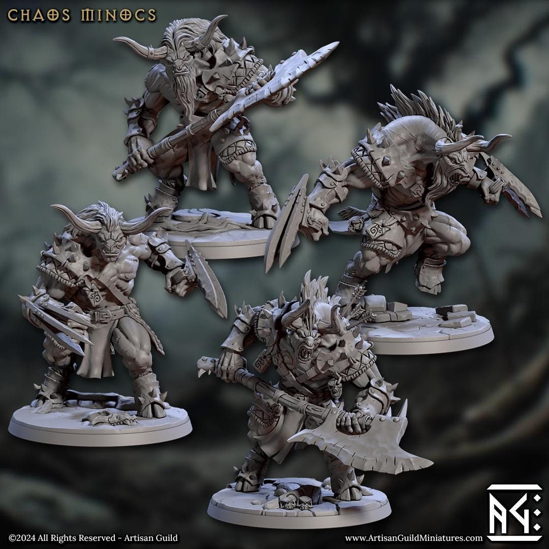 Chaos Minocs - Minotaur - Rise of the Beastmen - 28mm | 32mm Miniatures for Tabletop Gaming ...