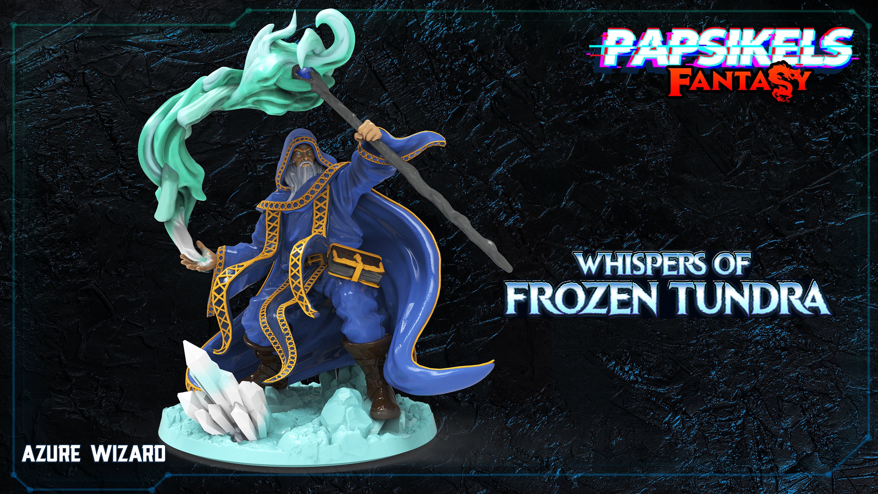 Azure Wizard Ice Mage Frozen Tundra 28mm DnD Miniatures | Etsy