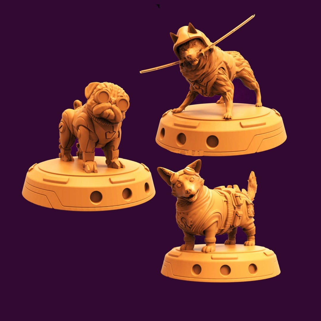 Cyberpunk Dog - Cyberdog - Corgi Pug Husky - 28mm Miniatures for ...
