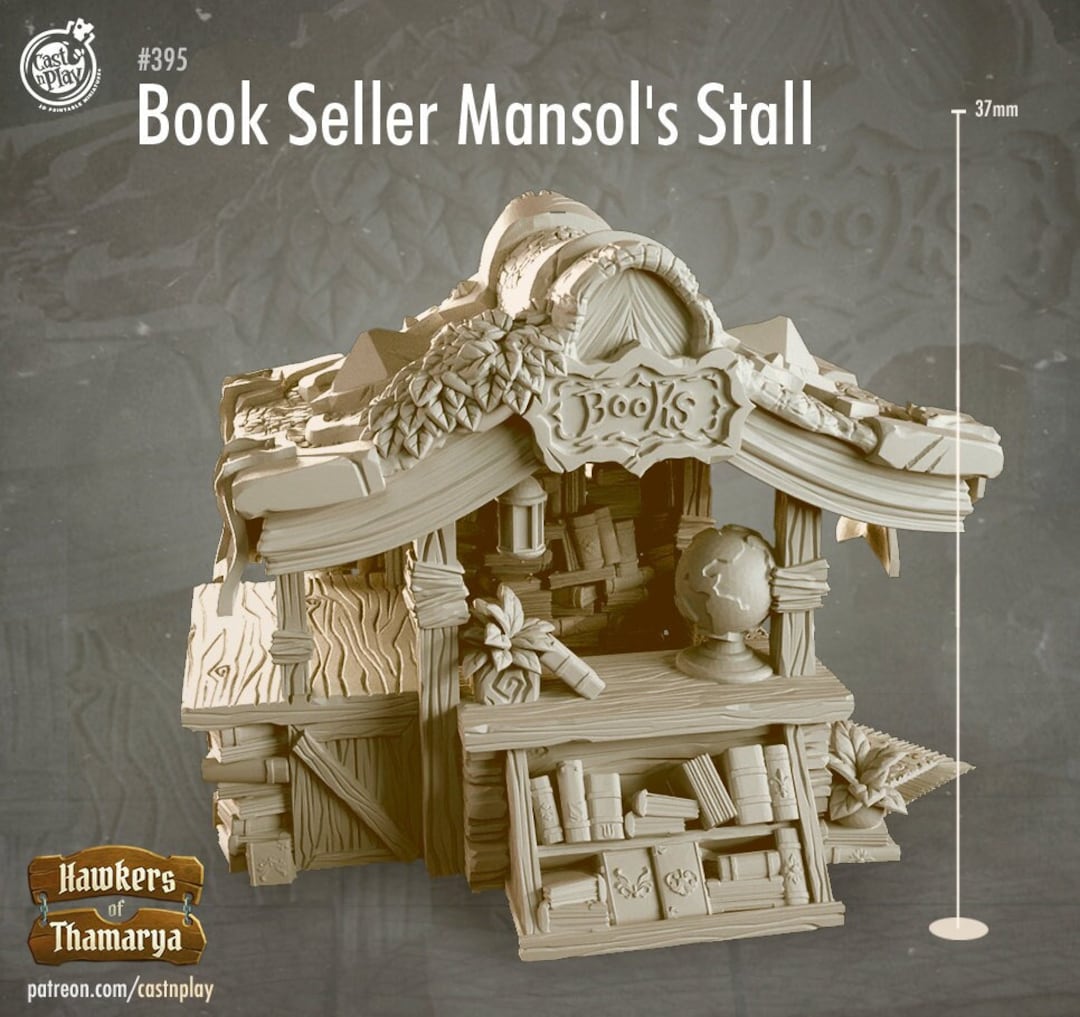 Book Seller Stall Shop Market Terrain Market Seller 28mm Miniatures for ...
