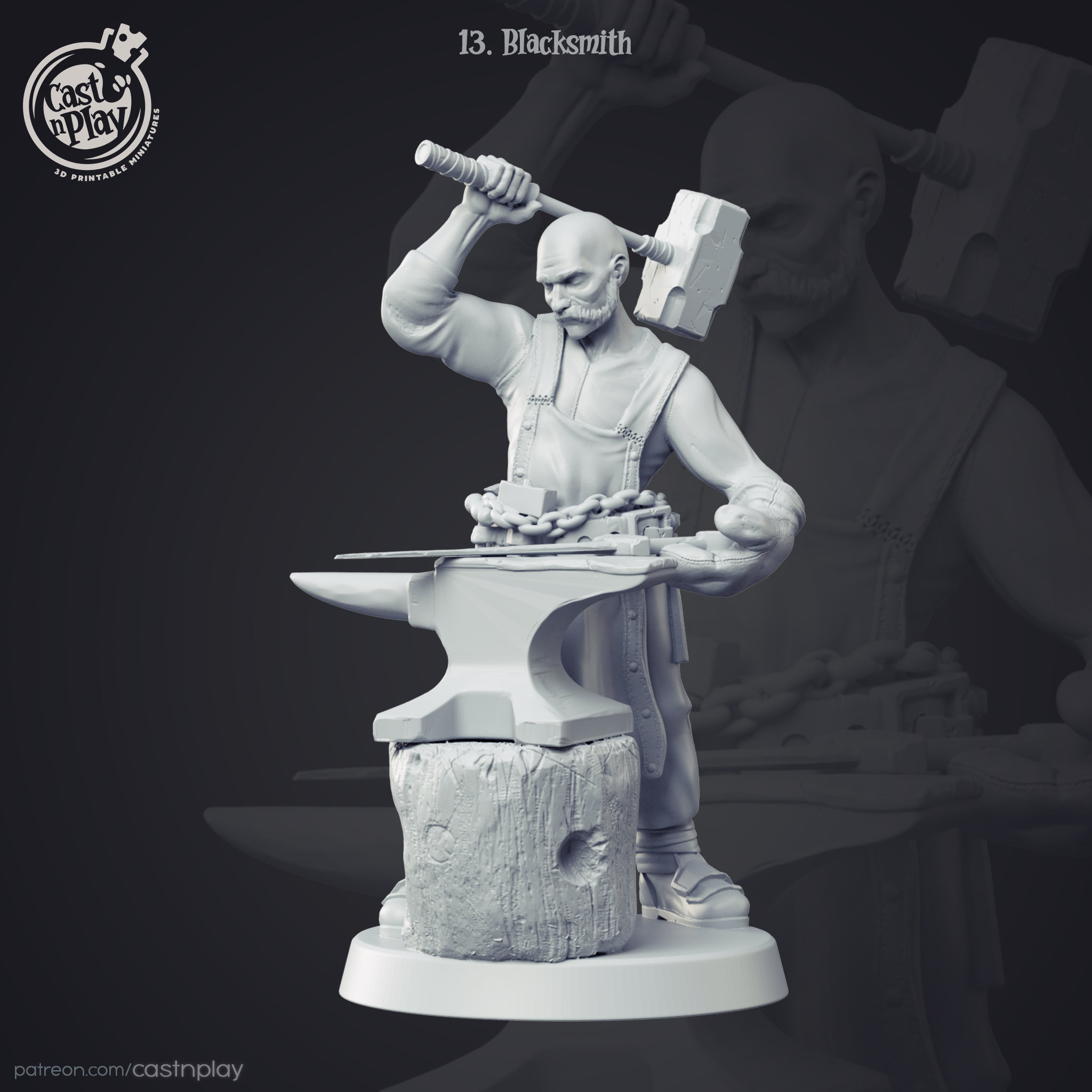 Blacksmith Townsfolk - 28mm Miniatures for Tabletop Gaming (dnd, D&D ...