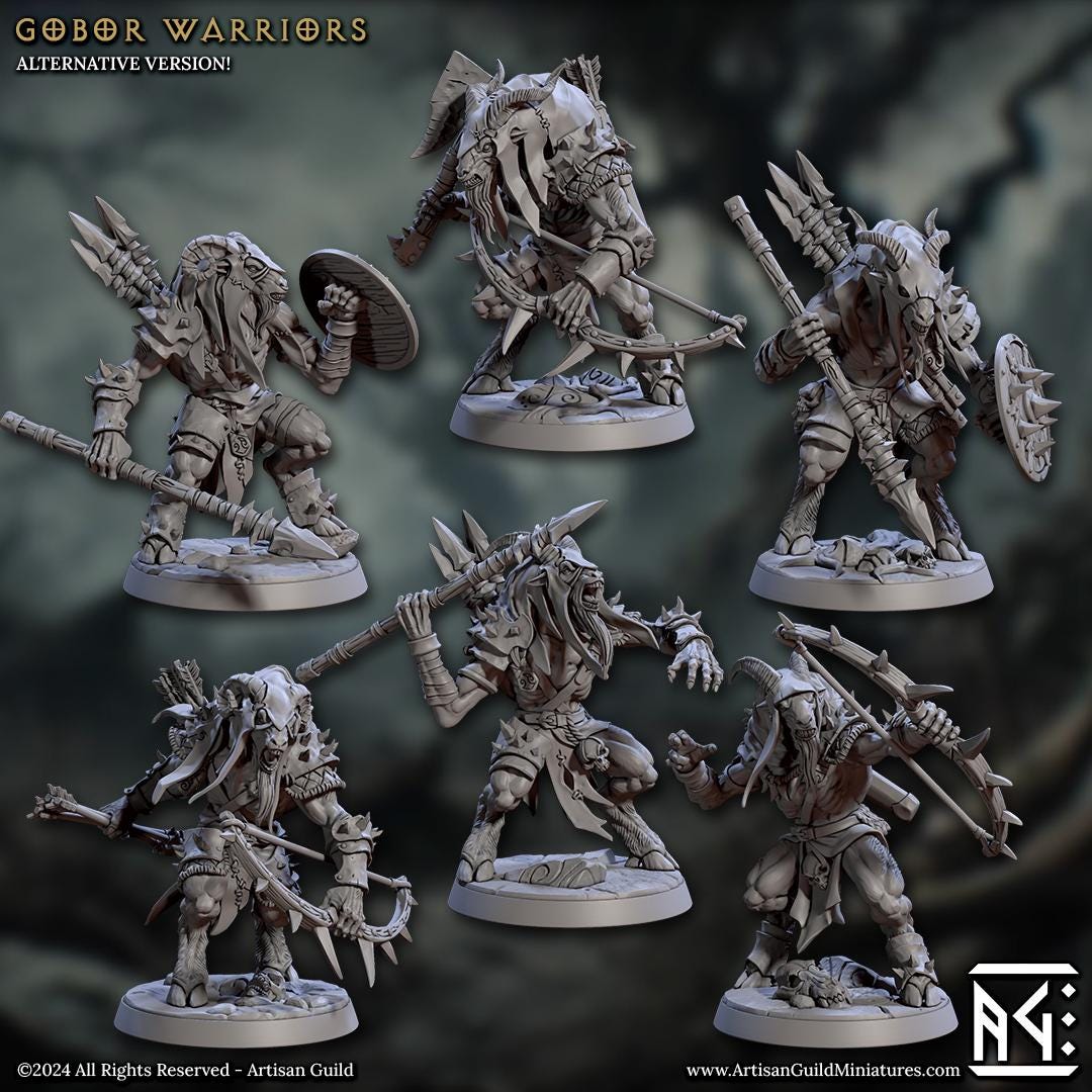 Gobor Warriors Kit II W/ MASK Caoraa - Rise of Beastmen - 28mm | 32mm ...