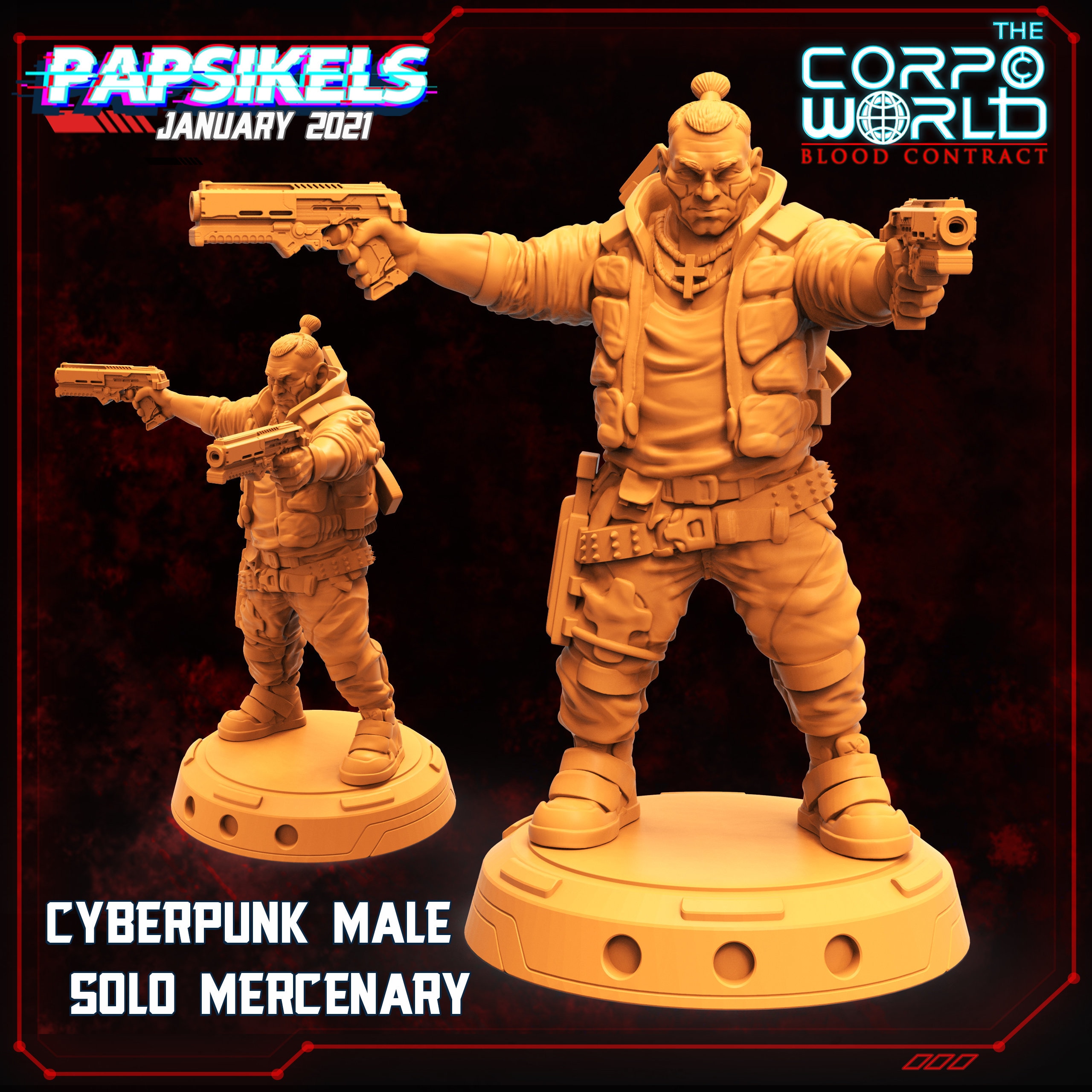 Solo Mercenary Cyberpunk Male 28mm 32mm Miniatures for - Etsy