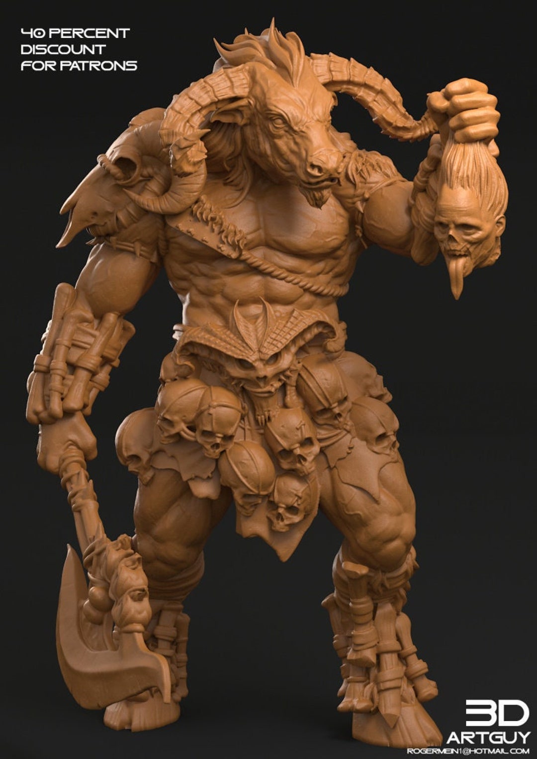 Headhunter Minotaur - Dnd Monster - Man Hunter - Beast- 28mm ...