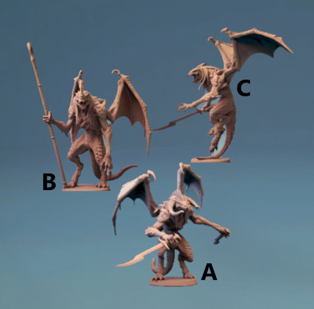 Dragon Guardians - Abishai - 28mm Miniatures for Tabletop Gaming 3d ...