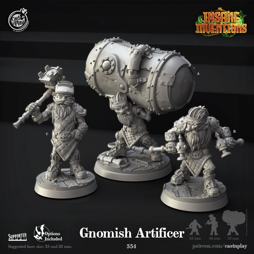 Gnomish Artificer - Gnome - 28mm | Miniatures for Tabletop Gaming (dnd ...