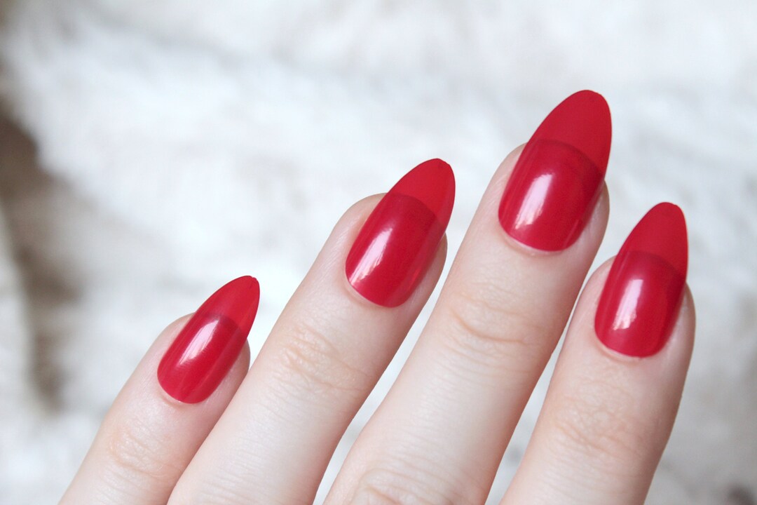 Cherry Jello Nails Sheer Red Clear | Jelly Press on Nails - Etsy