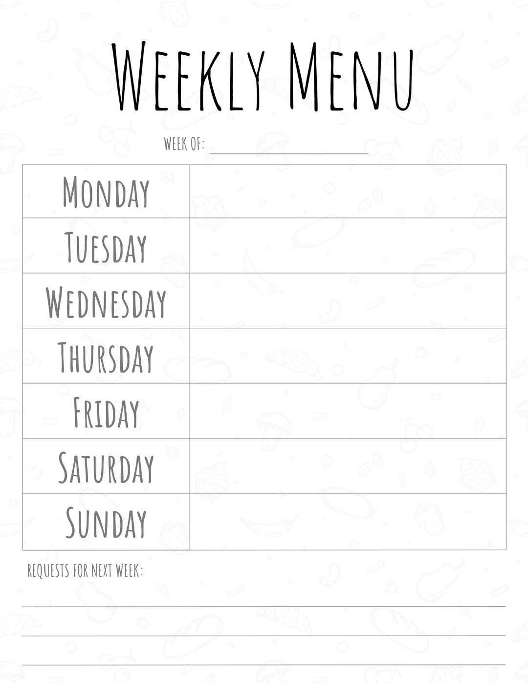 Weekly Menu Canva Template - Etsy
