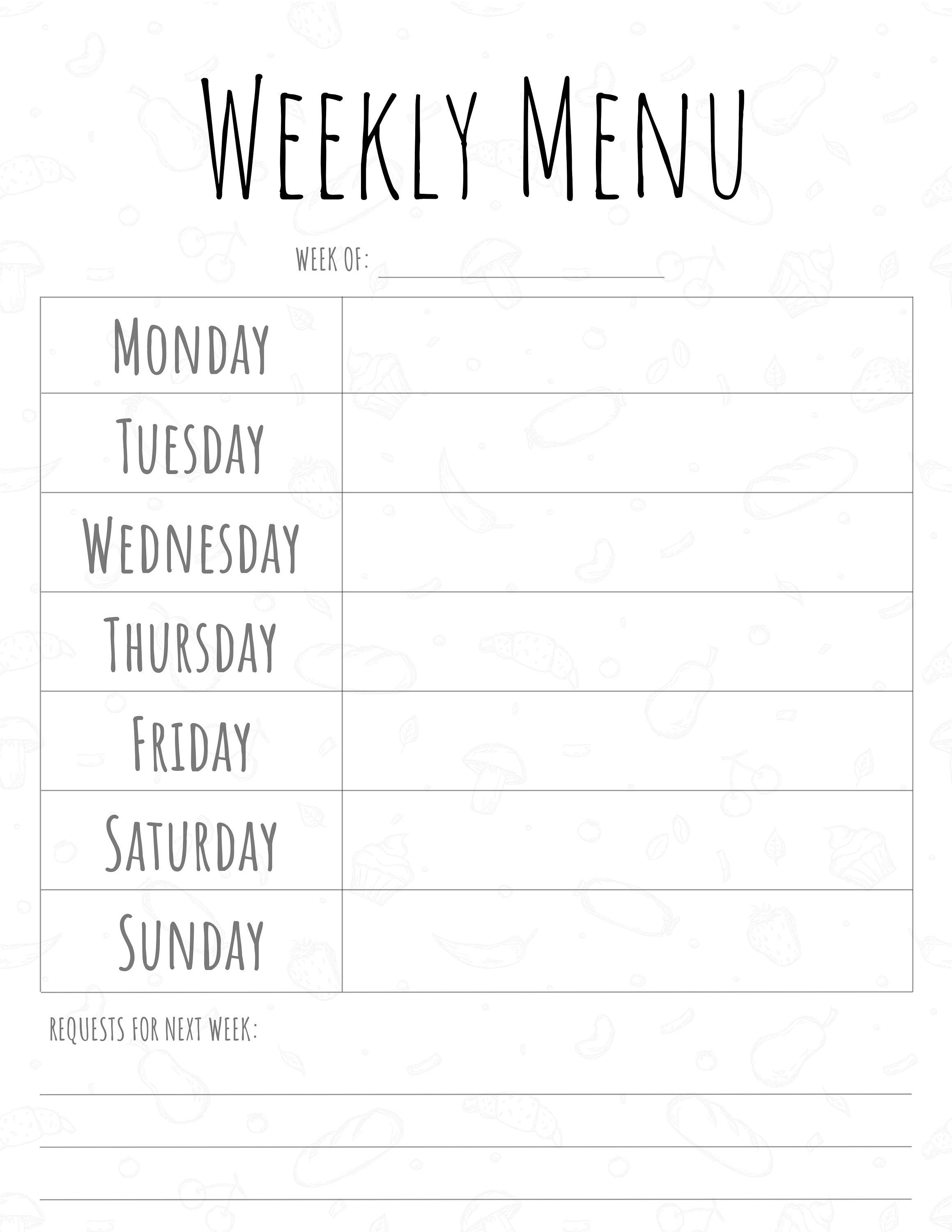 Weekly Menu Canva Template - Etsy