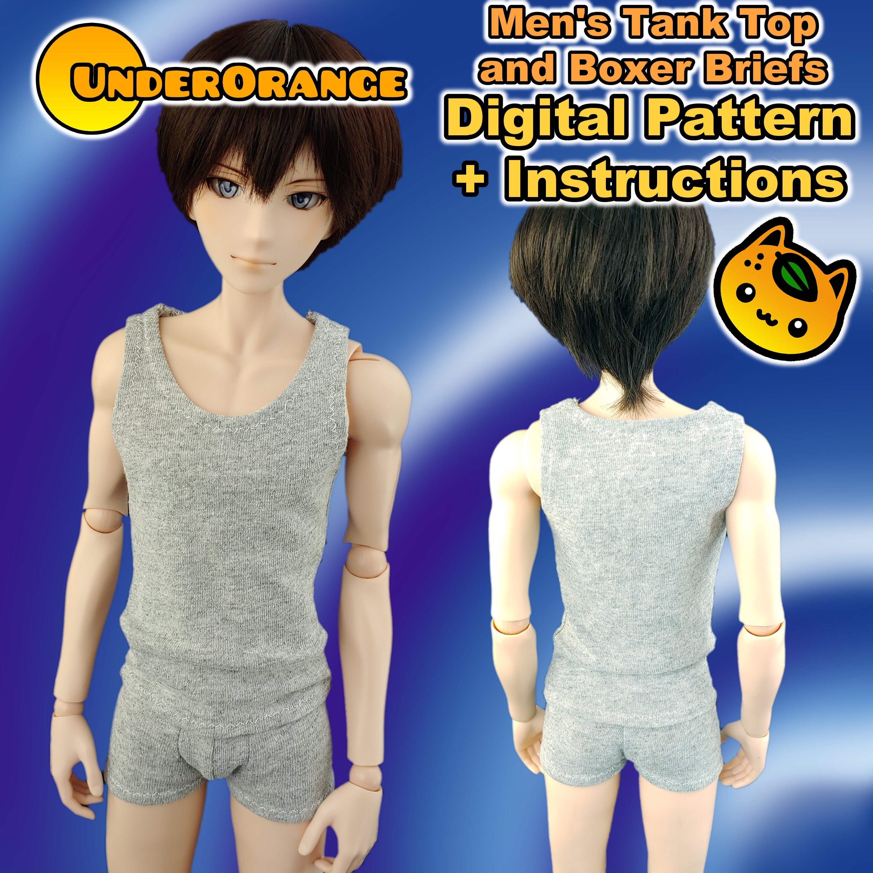 Men's Tank Top and Boxer Briefs Digital Pattern and | Etsy