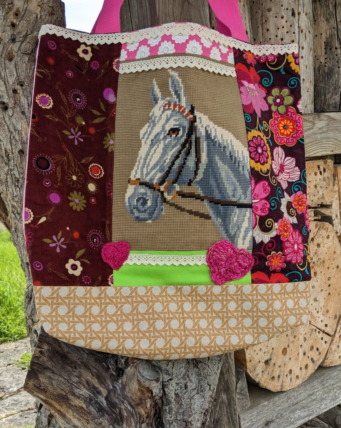 Bag Horse, Embroidered, Tapestry, Mix and Match, Upcycling - Etsy