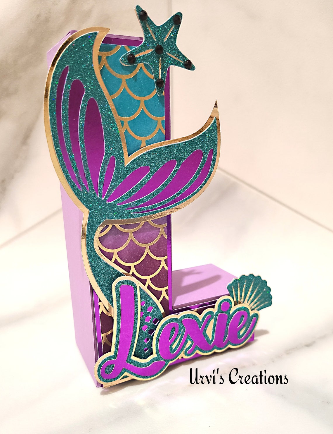 Mermaid theme 3d letter or name. | Etsy