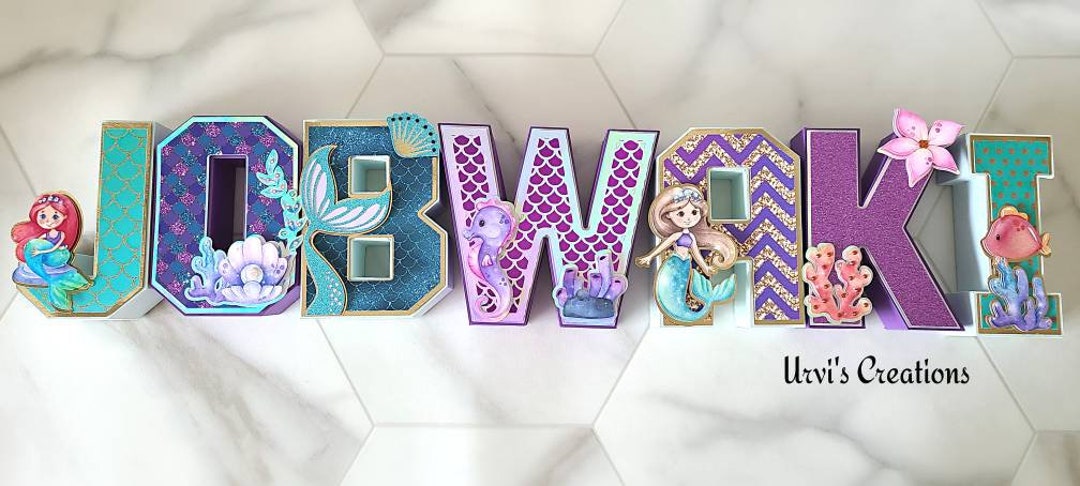 Mermaid 3d Letters Name Andnumbers - Etsy