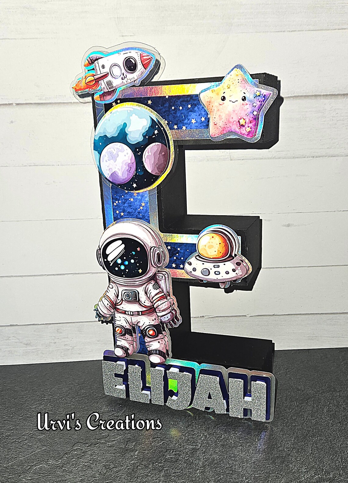 Space Theme 3D Letter With Light - Etsy