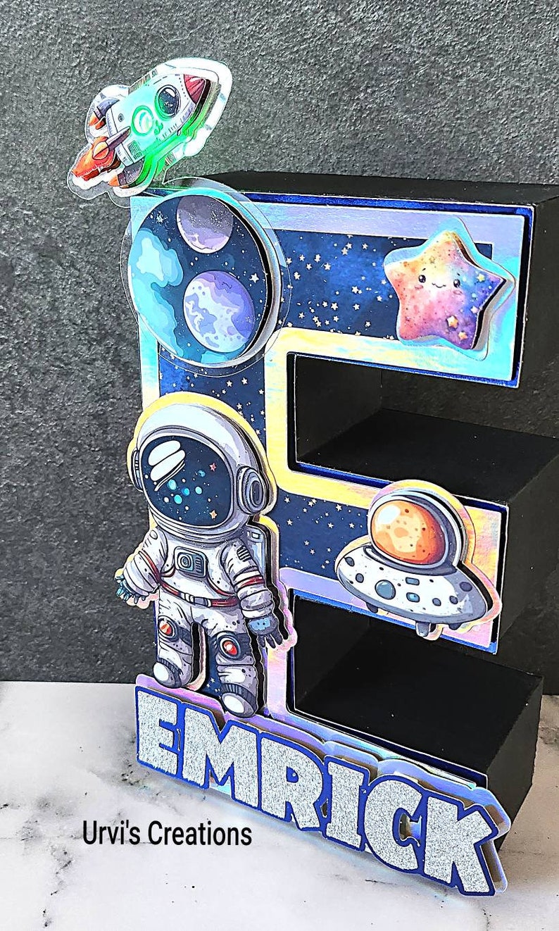 Space Theme 3D Letter With Light - Etsy