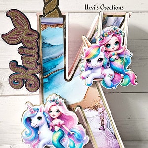 Unicorn Mermaid 3d Letter - Etsy