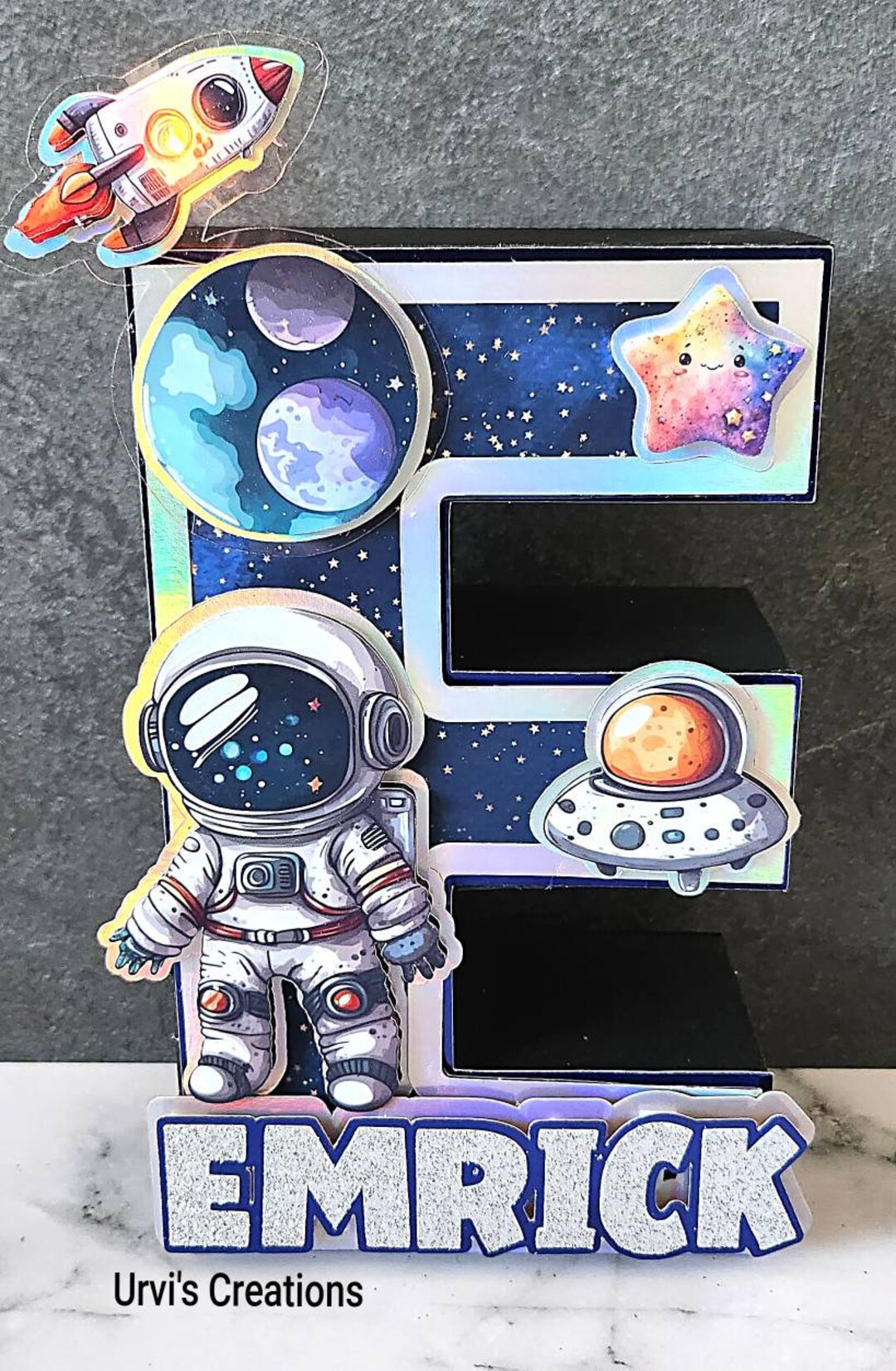 Space Theme 3D Letter With Light - Etsy