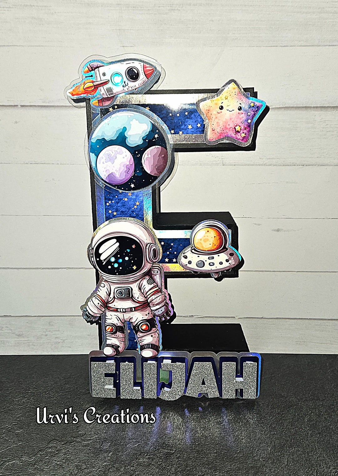 Space Theme 3D Letter With Light - Etsy