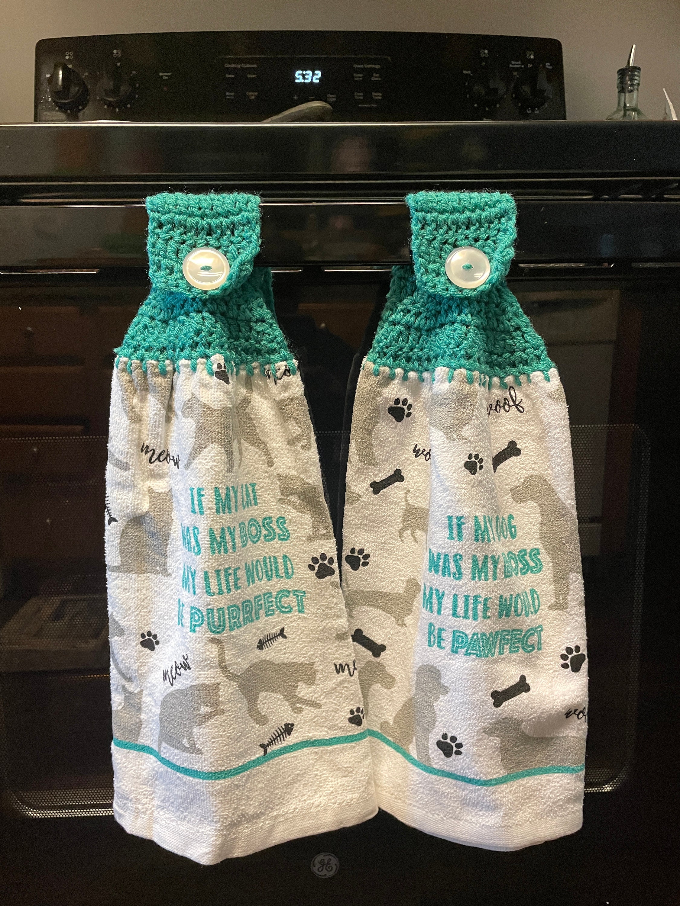 Crochet Topped Kitchen Towels, Crochet Kitchen Towels, Crochet Towels ...