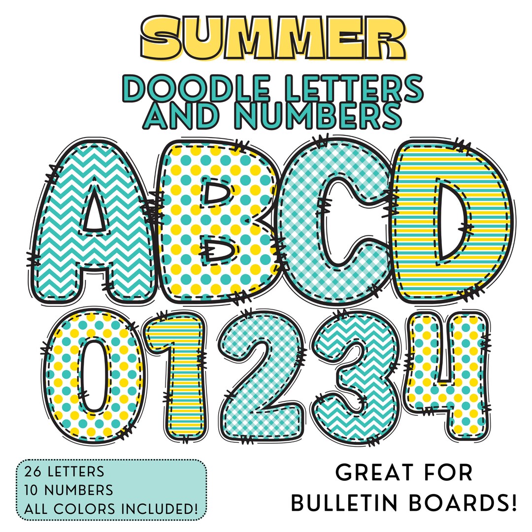 Summer Doodle Alphabet PNG, Bulletin Board Letters, Classroom Alphabet ...