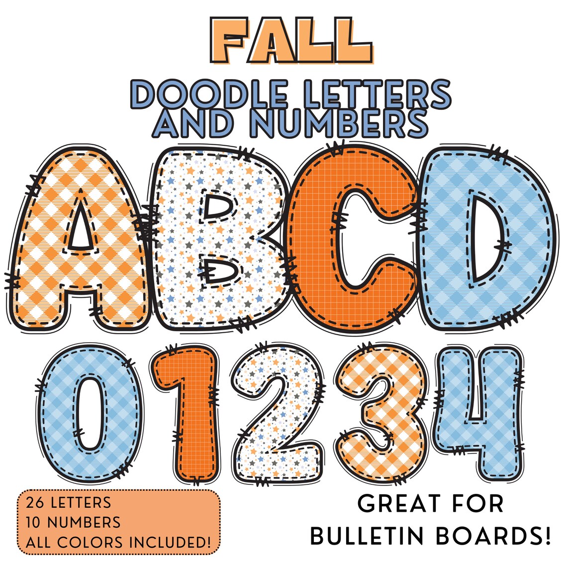 Fall Doodle Alphabet PNG, Bulletin Board Letters, Classroom Alphabet ...