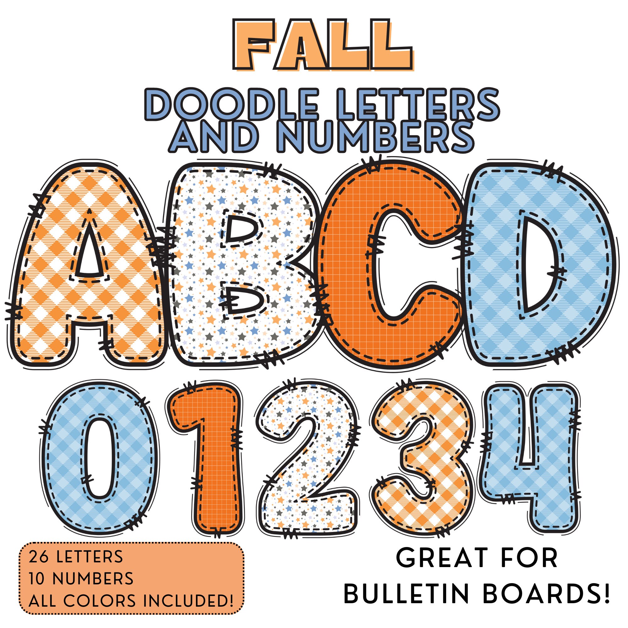 Fall Doodle Alphabet PNG, Bulletin Board Letters, Classroom Alphabet ...