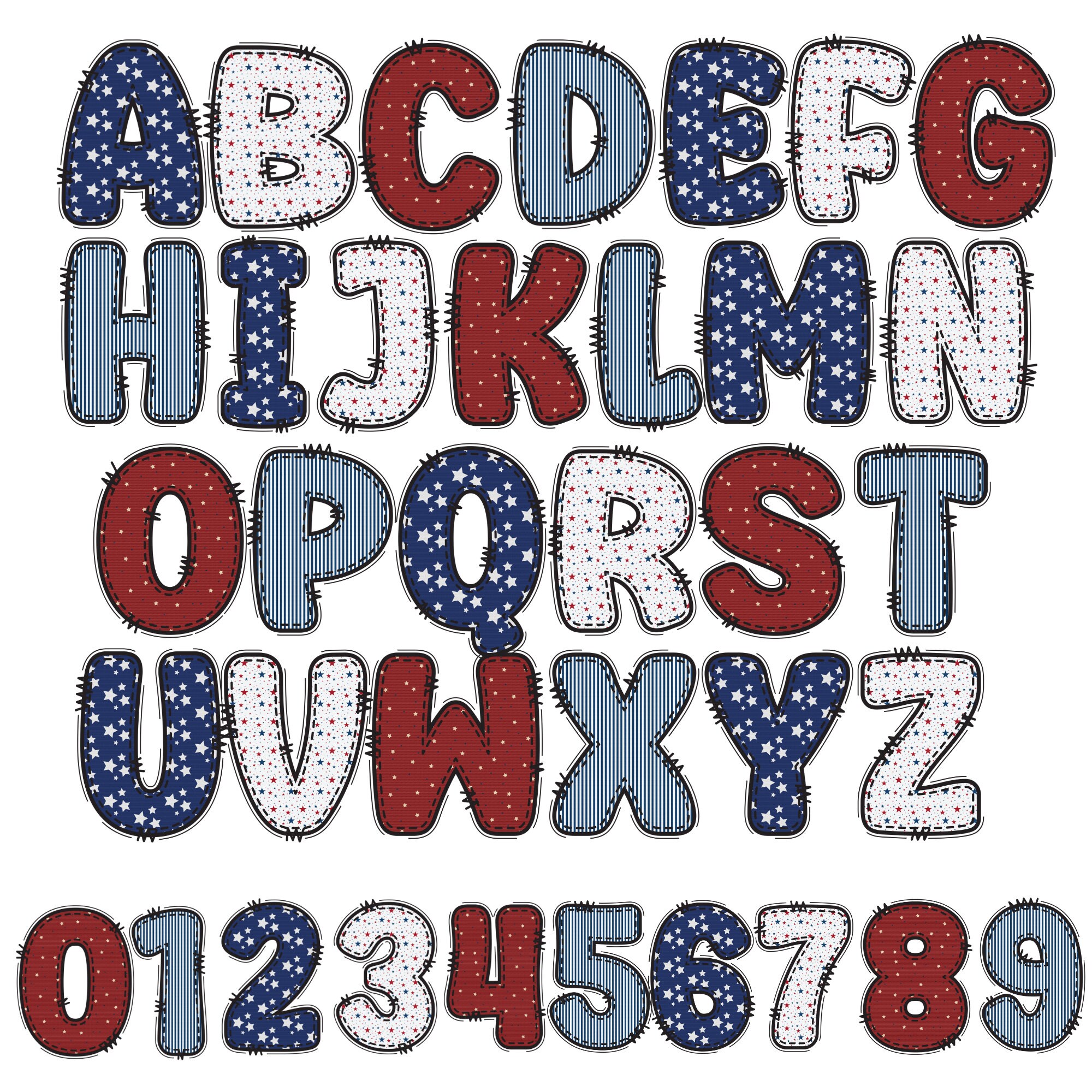 Patriotic Doodle Alphabet PNG, Bulletin Board Letters, Classroom ...