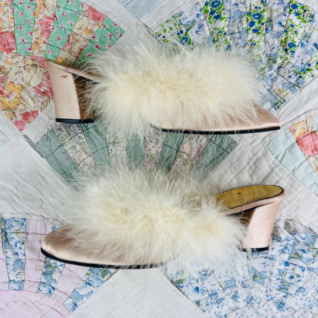 1960s Satin Pink Marabou Feather Heels by Oomphies - Etsy