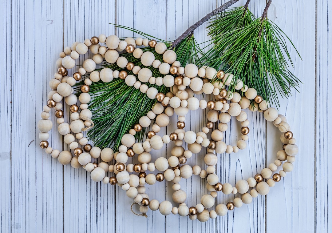 Wood Bead Garland Christmas Tree Garland Christmas Garland - Etsy