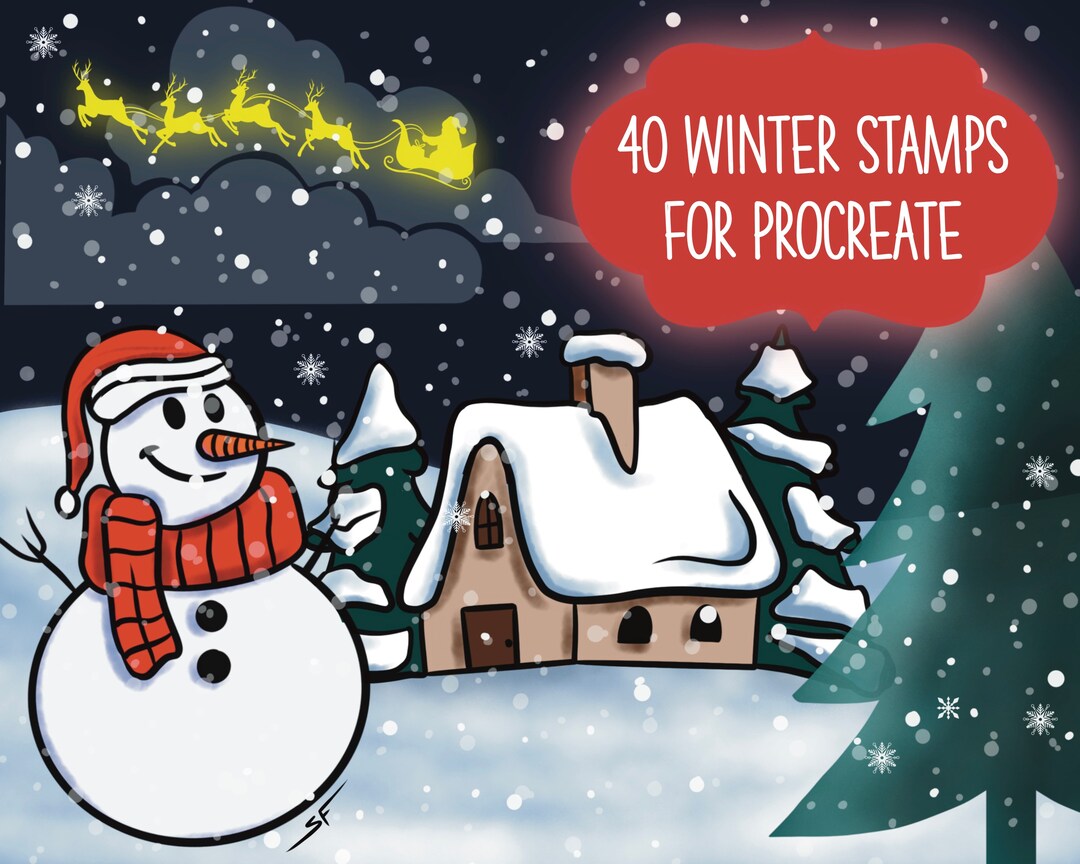 Winter Stamps for Procreate| Winter Clipart| Christmas Stamps Procreate ...