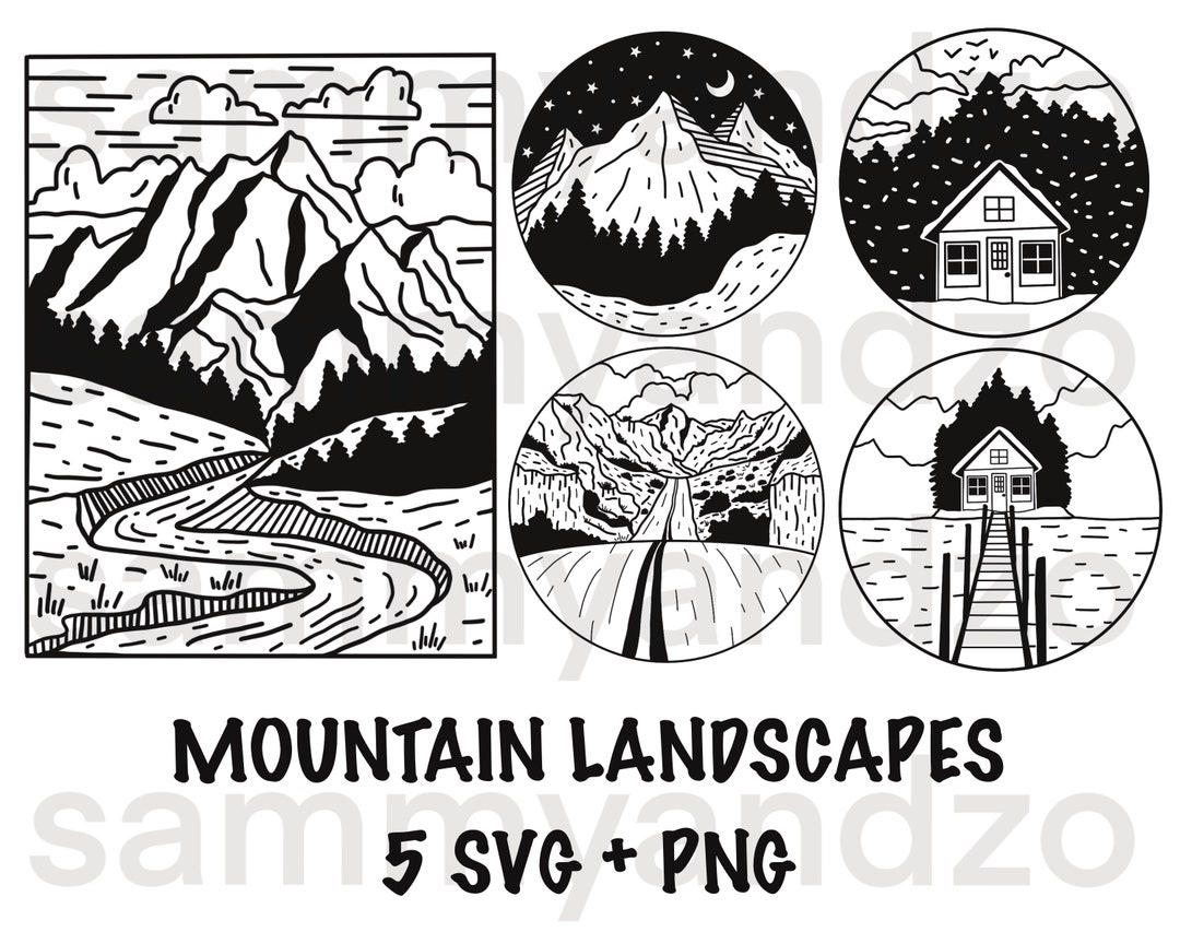 Mountain Landscape SVG Bundle| Mountain Svg| Great Outdoors Svg ...