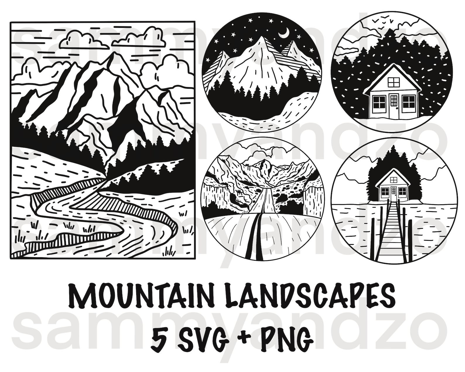 Mountain landscape SVG bundle mountain svg great outdoors | Etsy