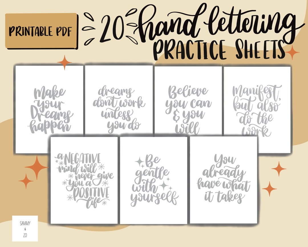 Motivational Quotes Lettering Workbook, Brush Lettering, Calligraphy ...