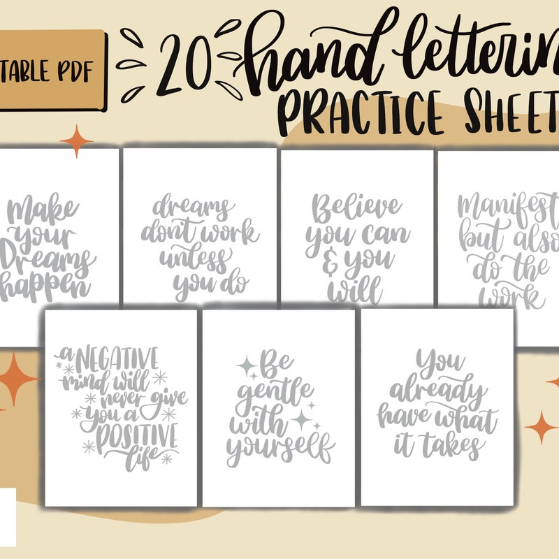 Hand Lettering Worksheets - Etsy