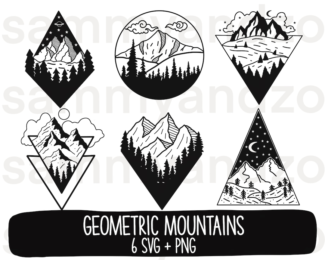 Geometric Mountain Svg Bundle| Mountain Svg| Camping Svg| Nature Svg ...