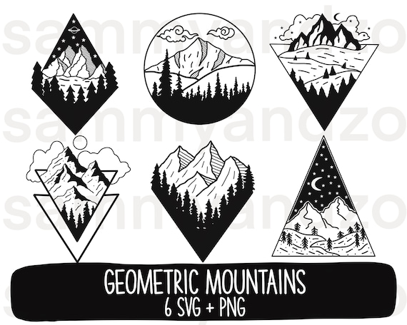 Geometric Mountain Svg Bundle Mountain Svg Camping Svg | Etsy