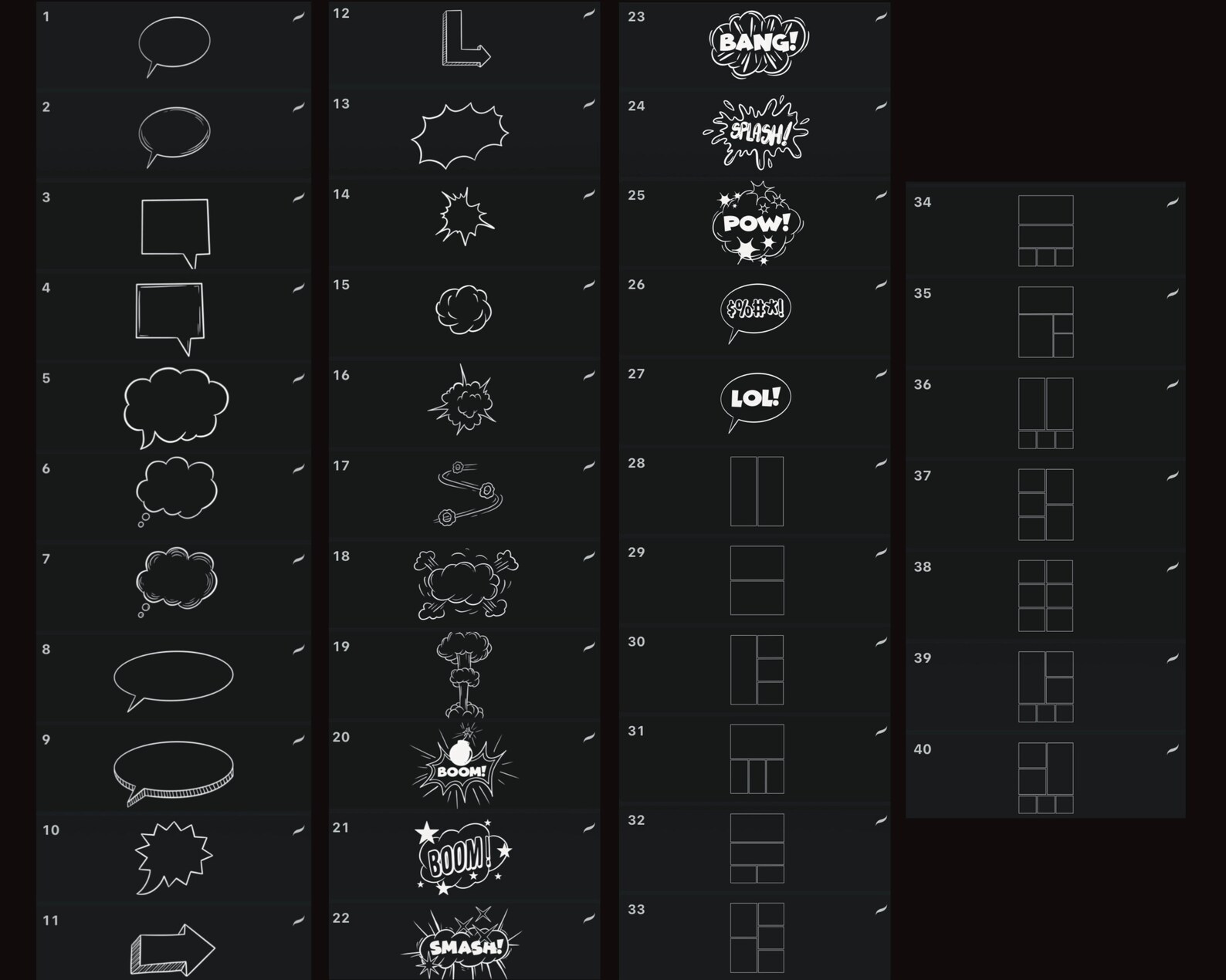 Comic Strip Stamps for Procreate Manga Stamps Procreate | Etsy