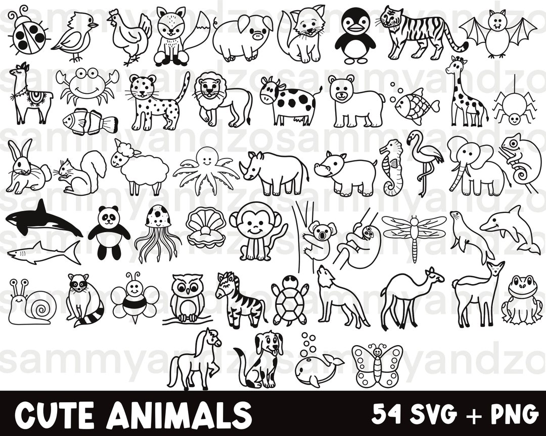 Animals Svg Bundle| Animals Drawings for Kids Svg Bundle| Cute Animals ...