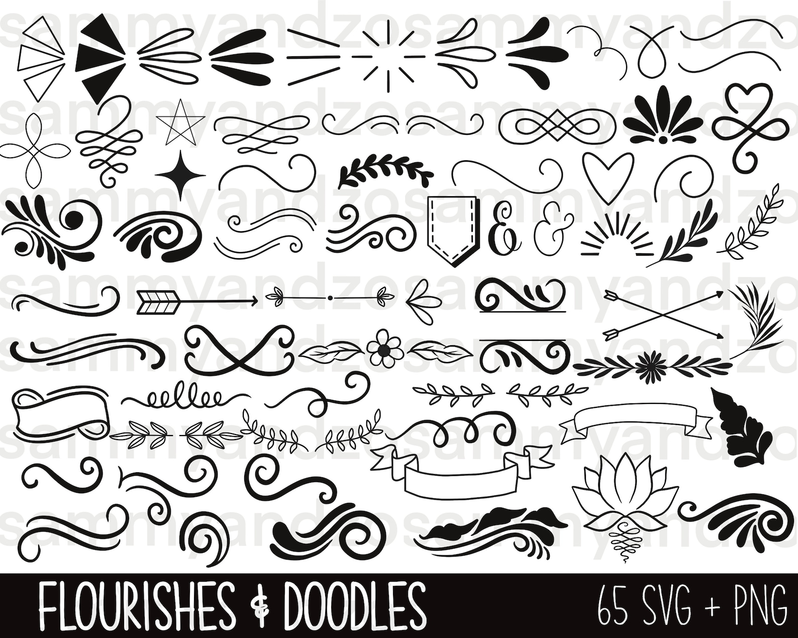 Flourishes and Doodles Svg Bundle Flourish Svg Design - Etsy