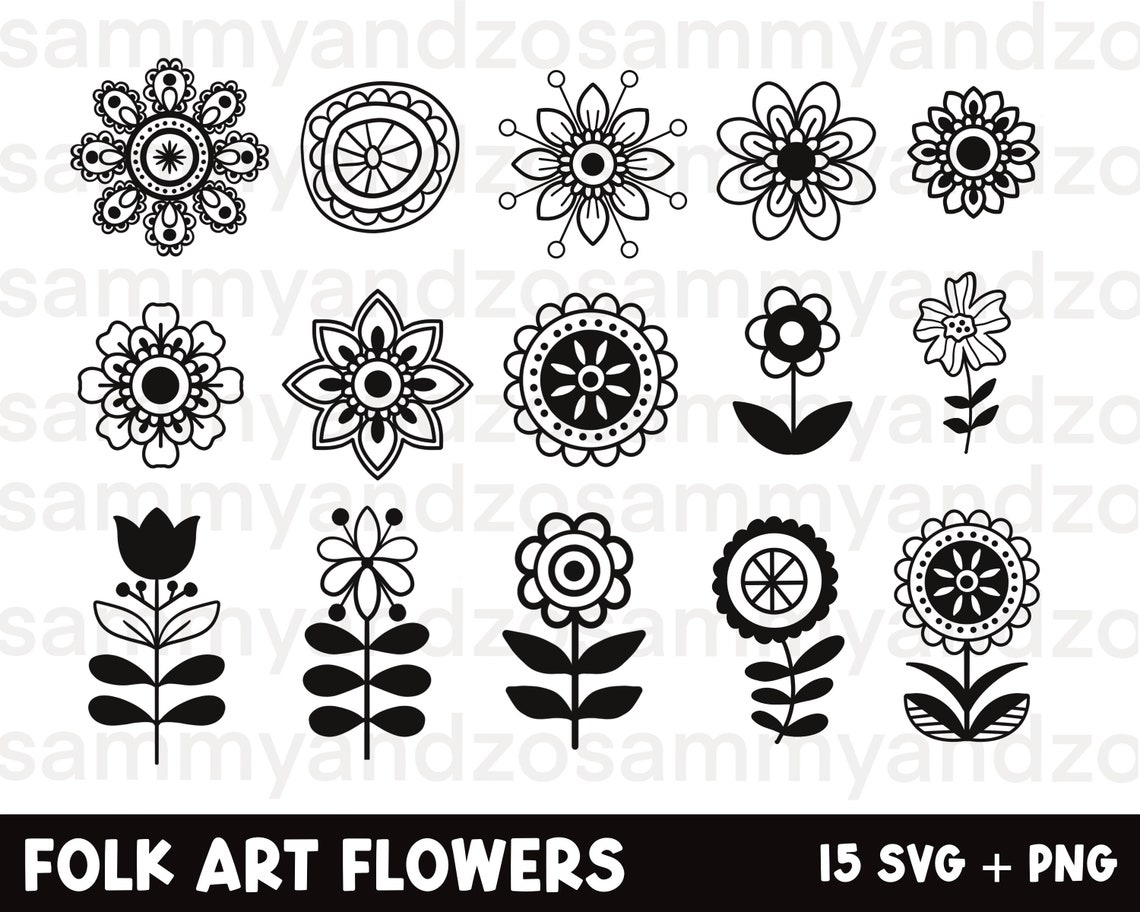 Folk Art Flowers Svg| Folk Art Svg| Flowers Svg| Cricut Svg Files| Svg ...