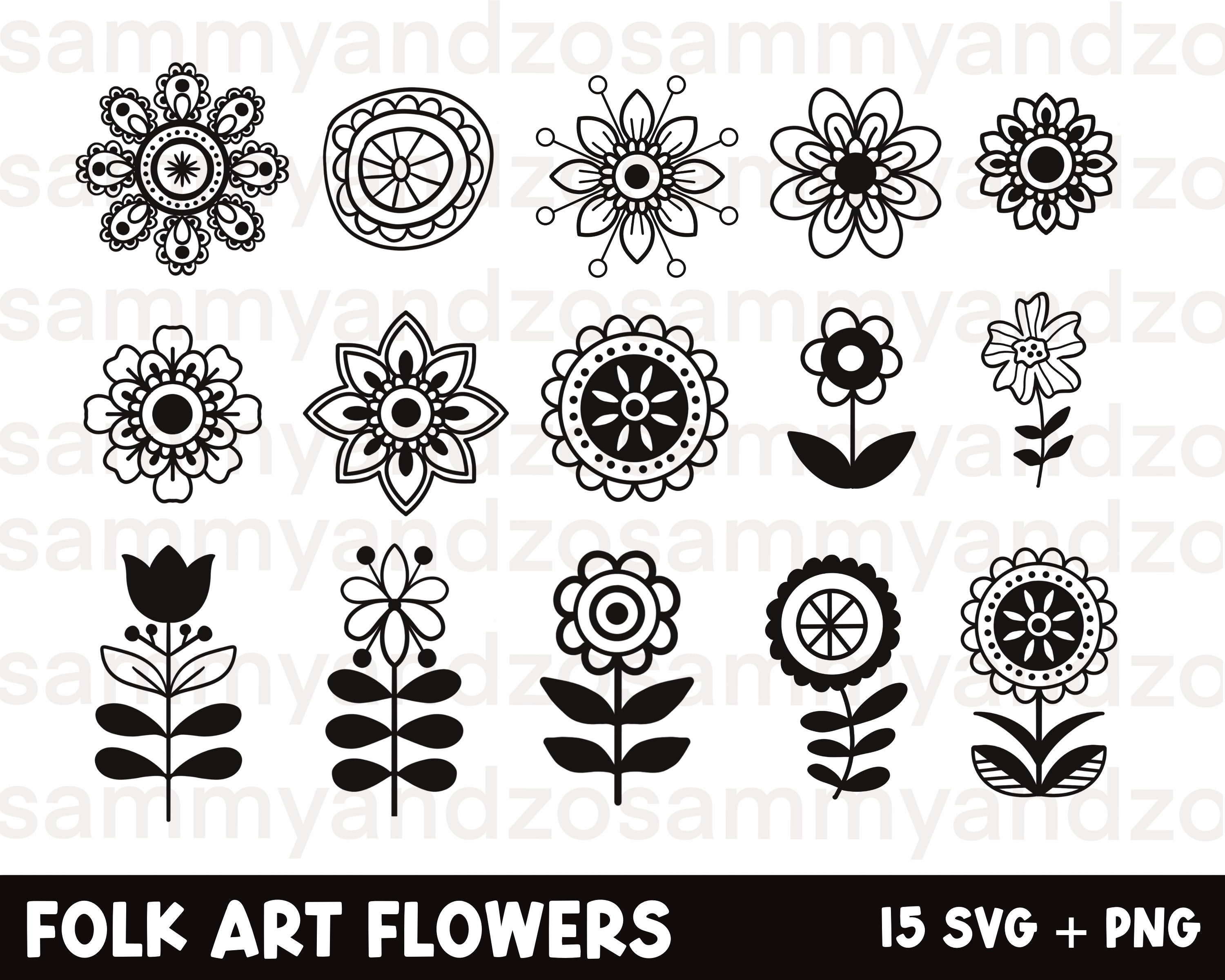 Folk Art Flowers Svg Folk Art Svg Flowers Svg Cricut Svg - Etsy Canada