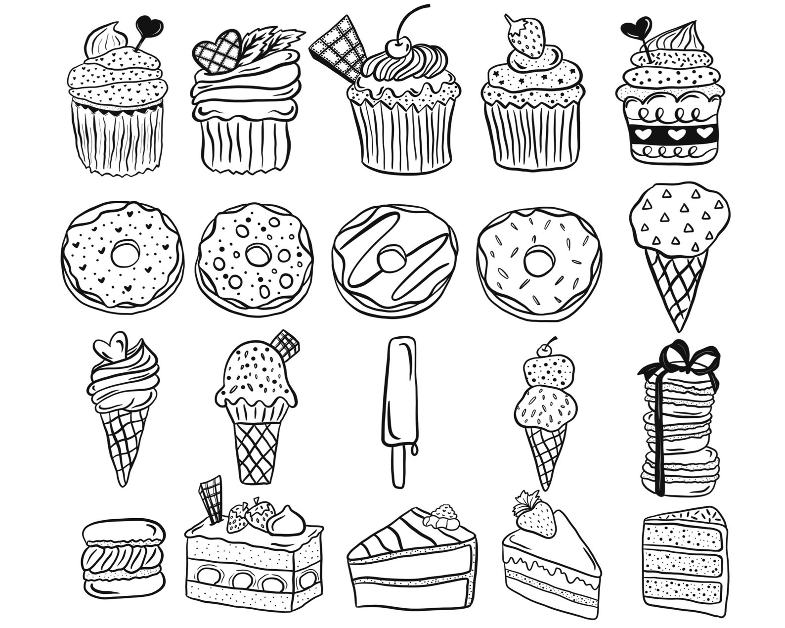 20 Hand Drawn Sweet Tooth Dessert Stamps for Procreate - Etsy Canada