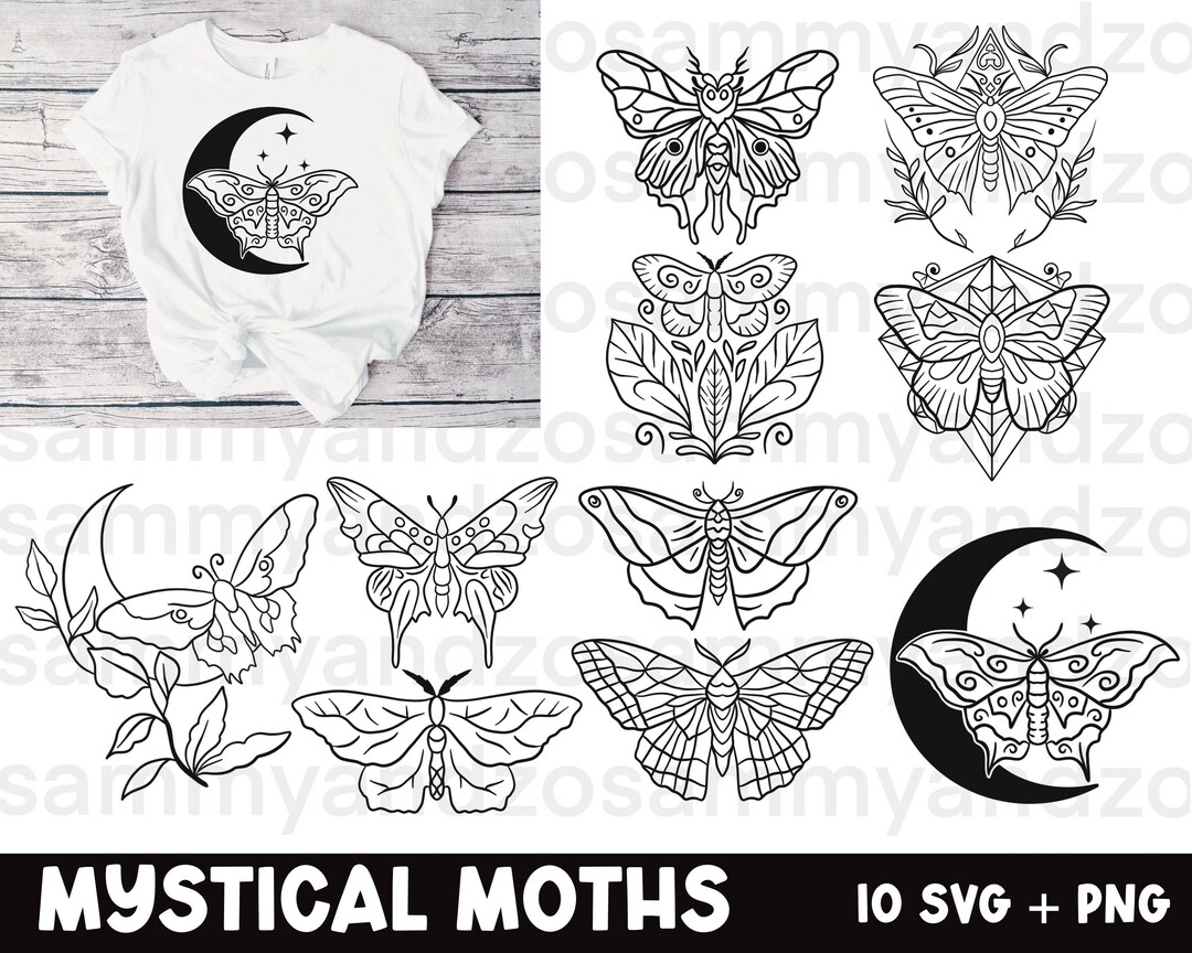 Mystical Moths Svg, Svg Files for Cricut, Svg Cut Files, Moth Svg ...
